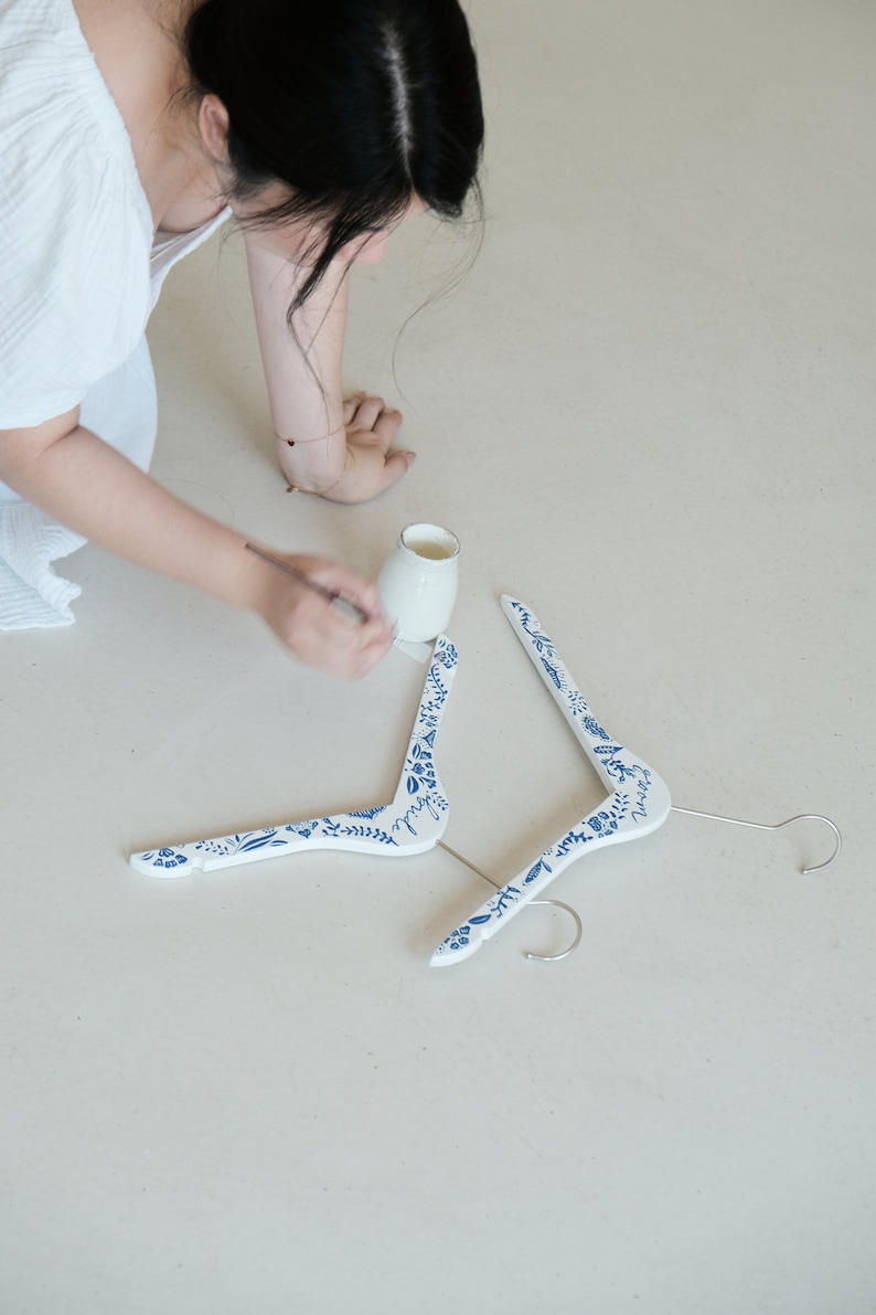 Boho Hand-painted Custom Wedding Hangers - Personalized Bride and Groom ...