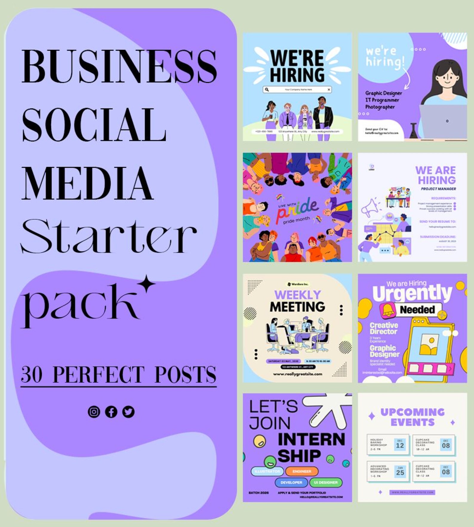 30 Editable Social Media Templates for Small Business | Instagram Posts ...