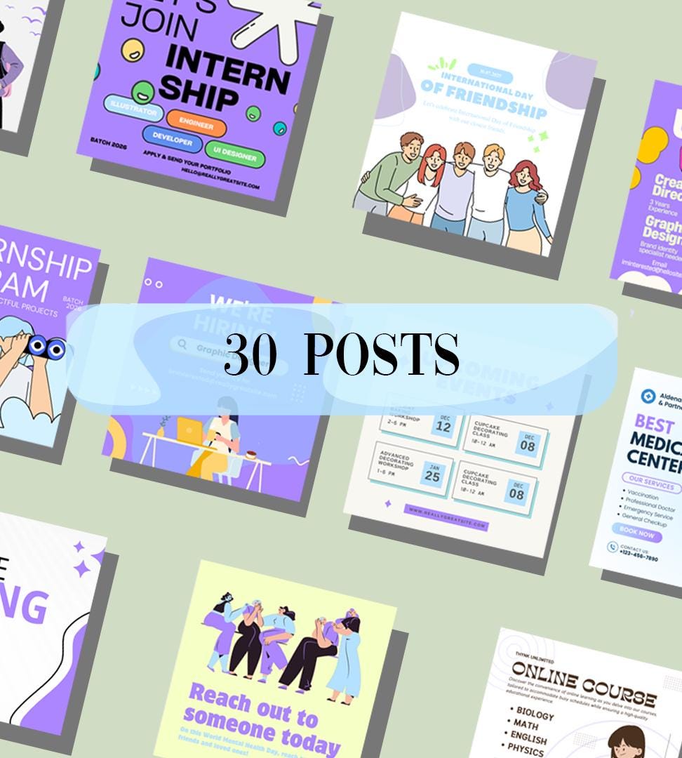 30 Editable Social Media Templates for Small Business | Instagram Posts ...