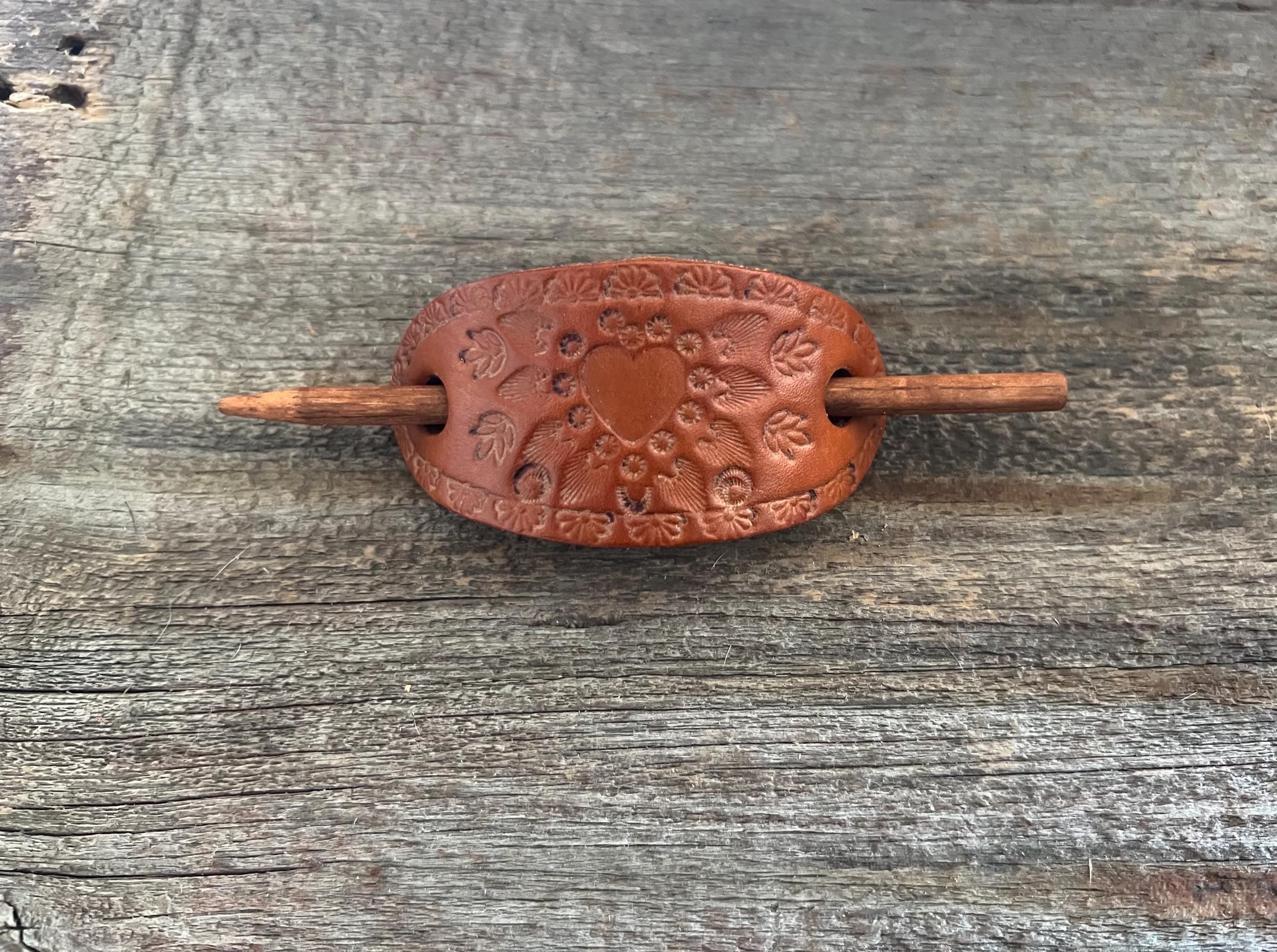 Tooled Leather Hair Barrettes - Etsy