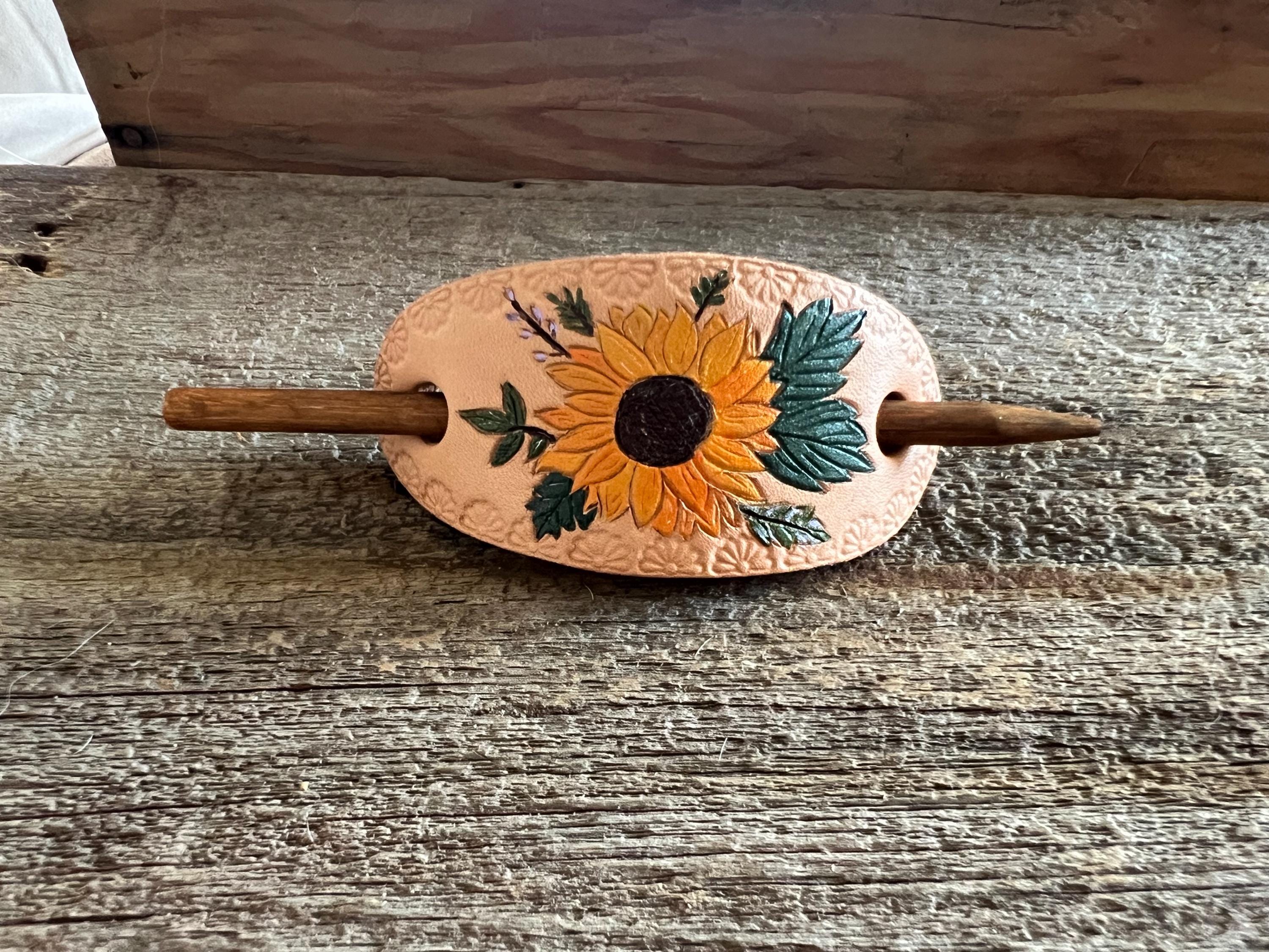 Tooled Leather Hair Barrettes - Etsy