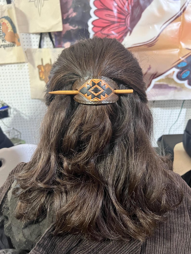 Tooled Leather Hair Barrettes - Etsy