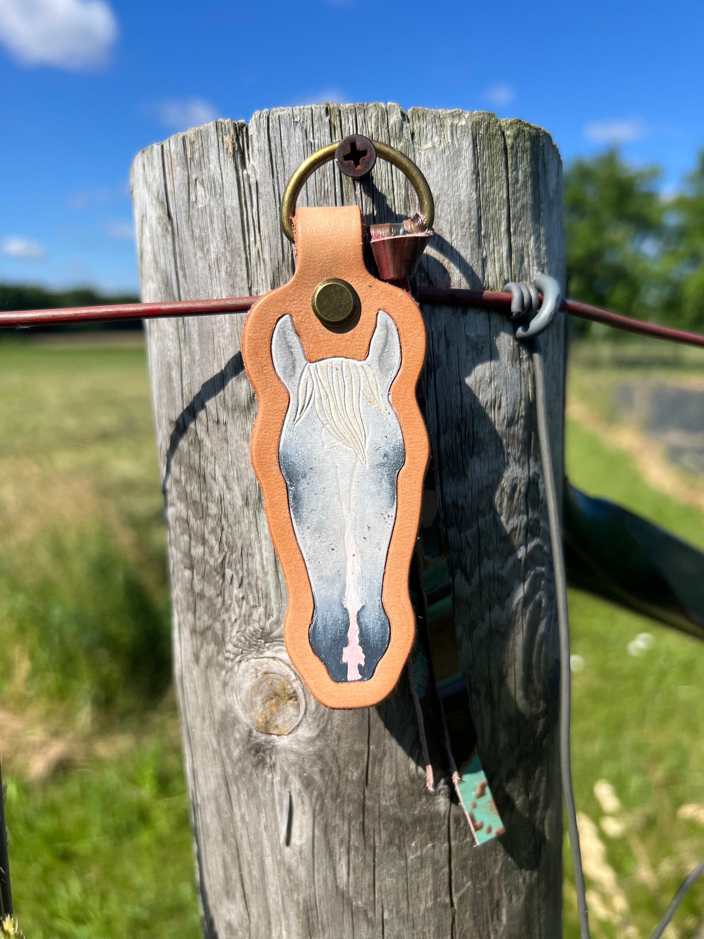 Custom Leather Horse Head Keychains - Etsy