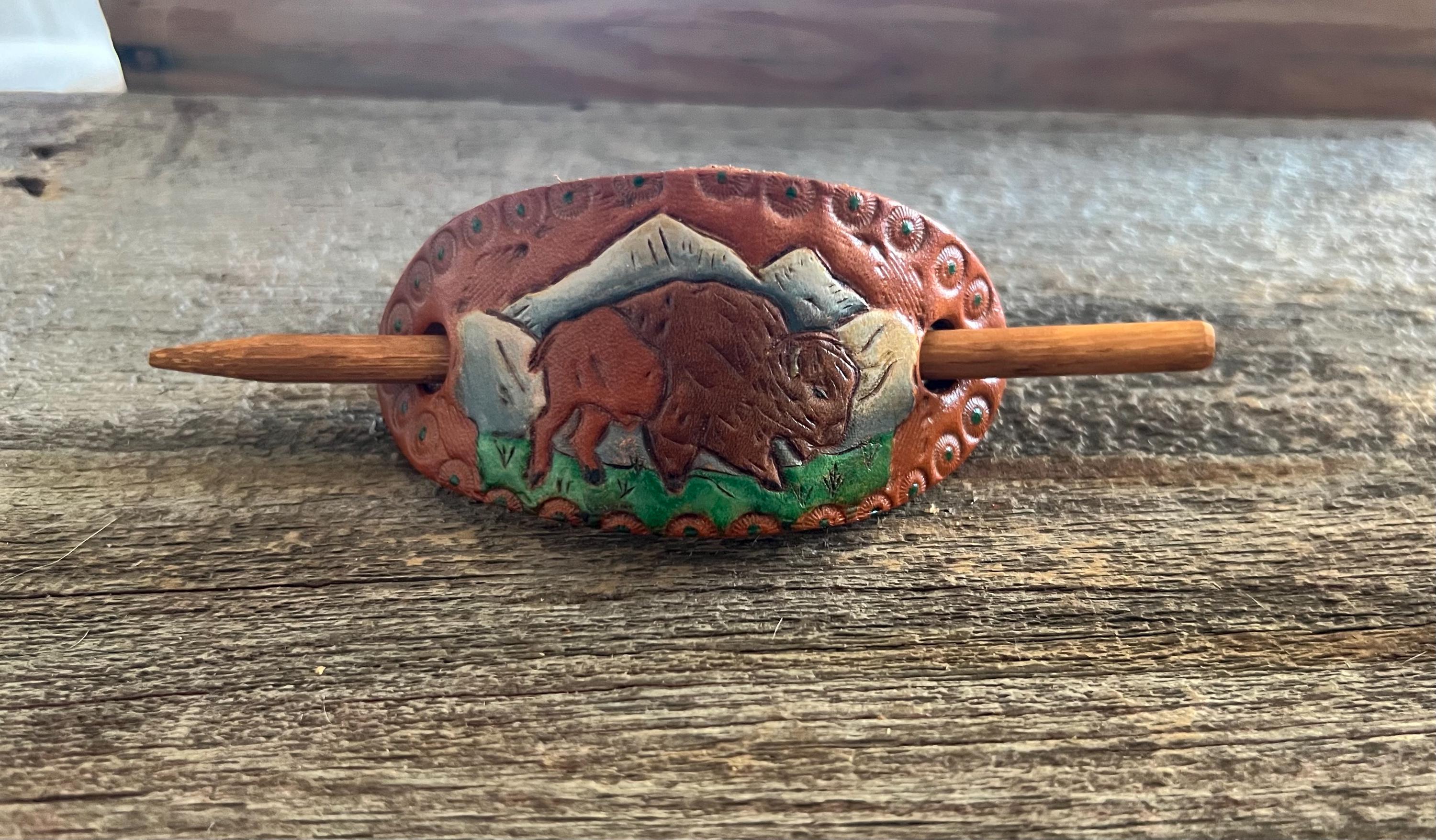 Tooled Leather Hair Barrettes - Etsy