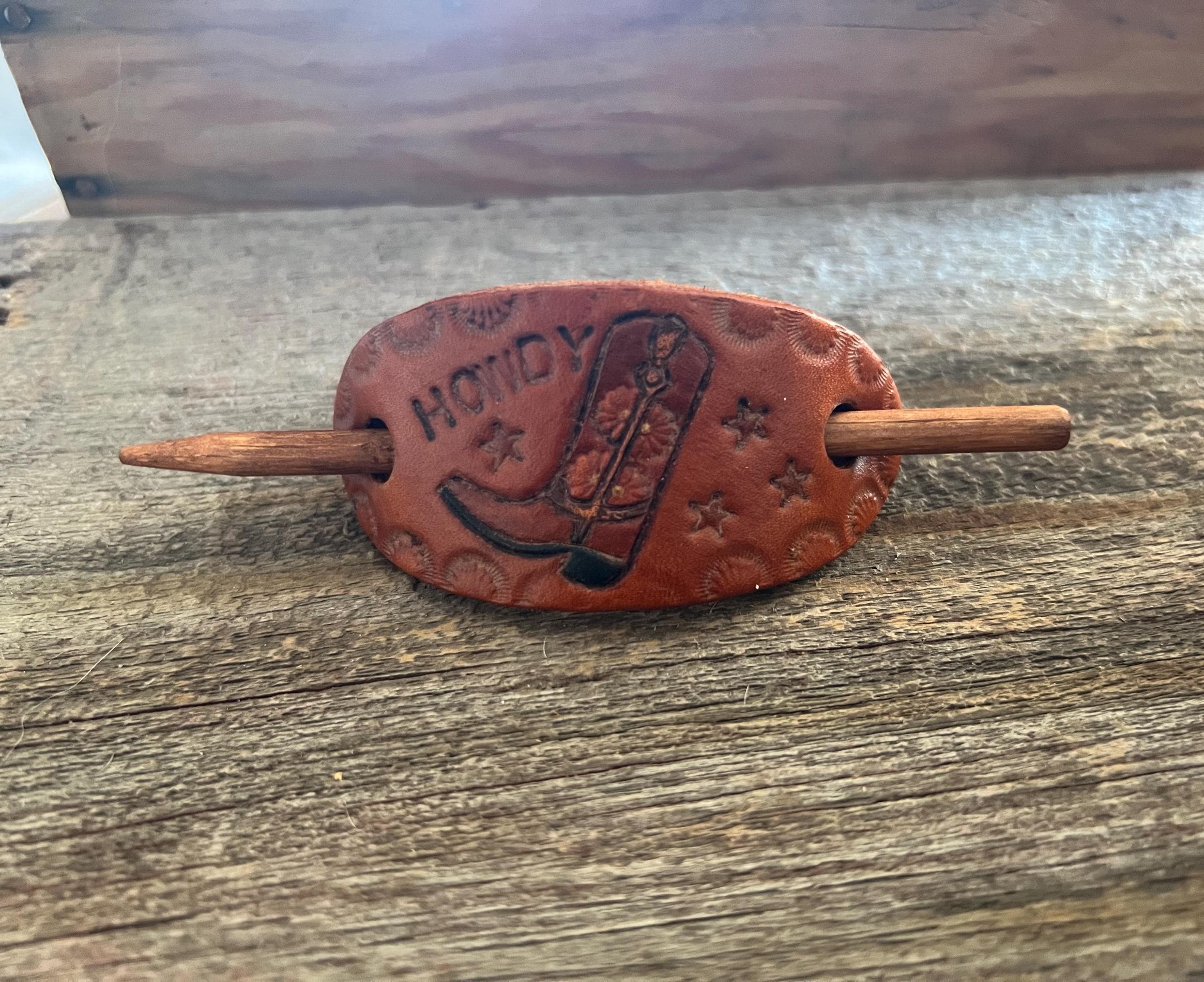 Tooled Leather Hair Barrettes - Etsy