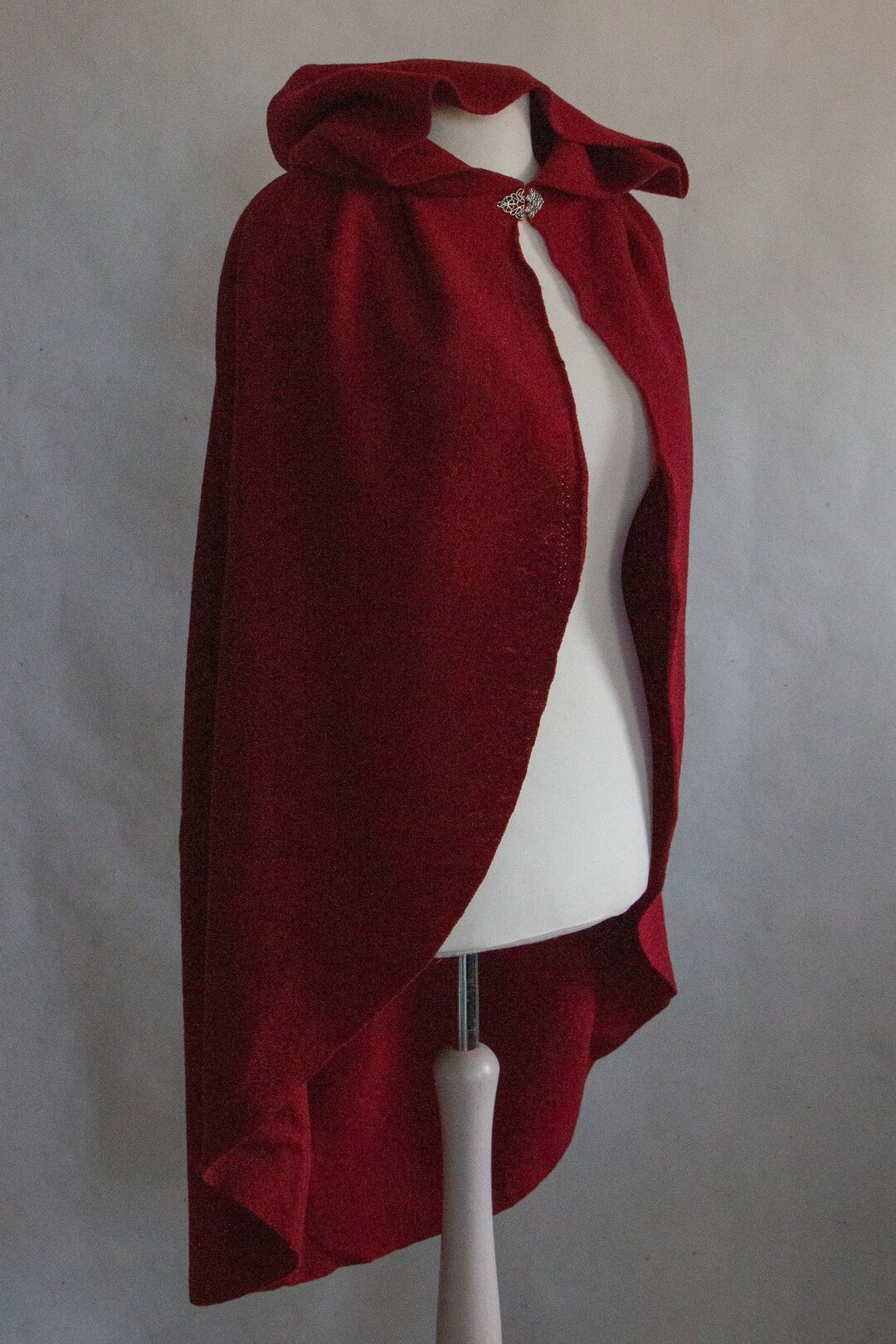 Red Hiding Hood Cape Pure Wool Dark Red, 18th Century Georgian Fairy ...
