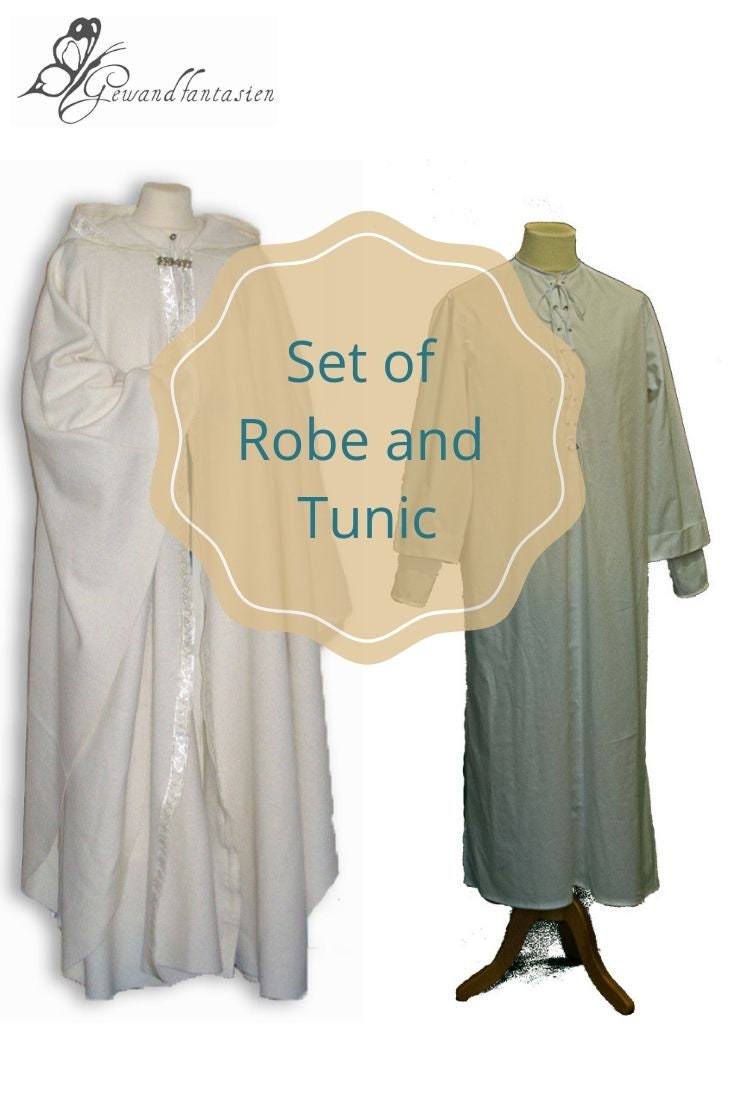 Pagan Ritual Robe and Tunic Set, Wiccan Cape, Druid Cape, Larp Cleric ...