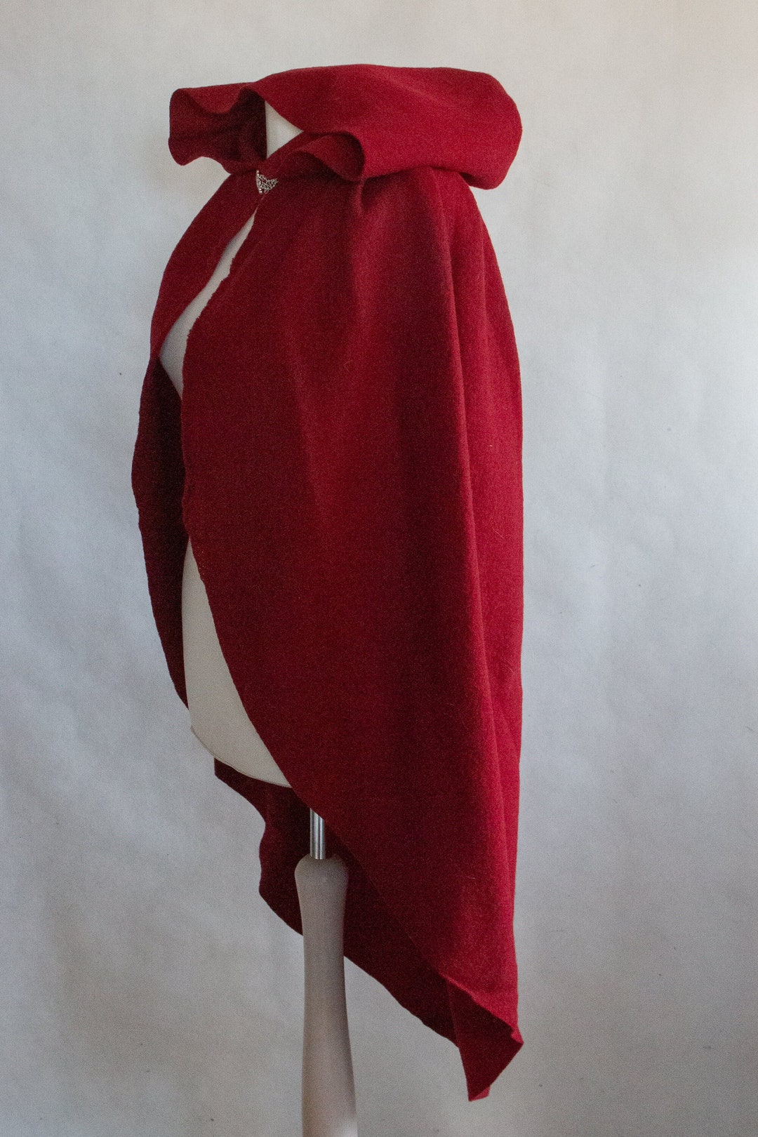Red Hiding Hood Cape Pure Wool Dark Red, 18th Century Georgian Fairy ...