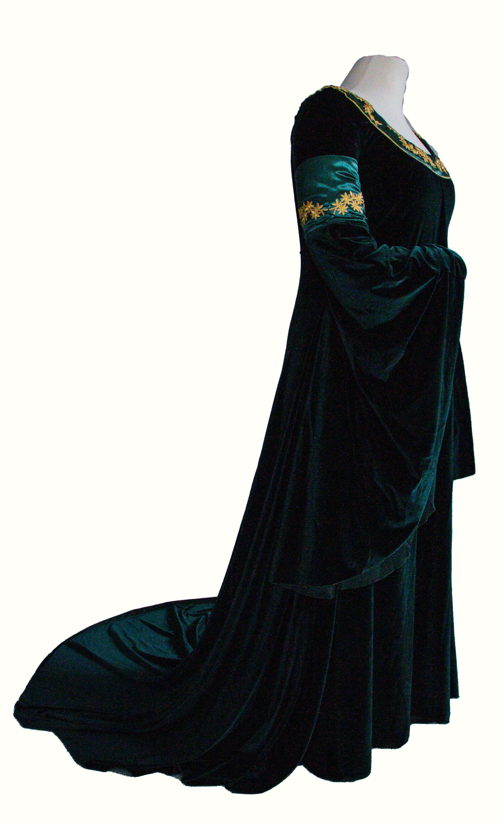 Elven Wedding Dress: Green Velvet Fantasy Gown - Size L - Etsy