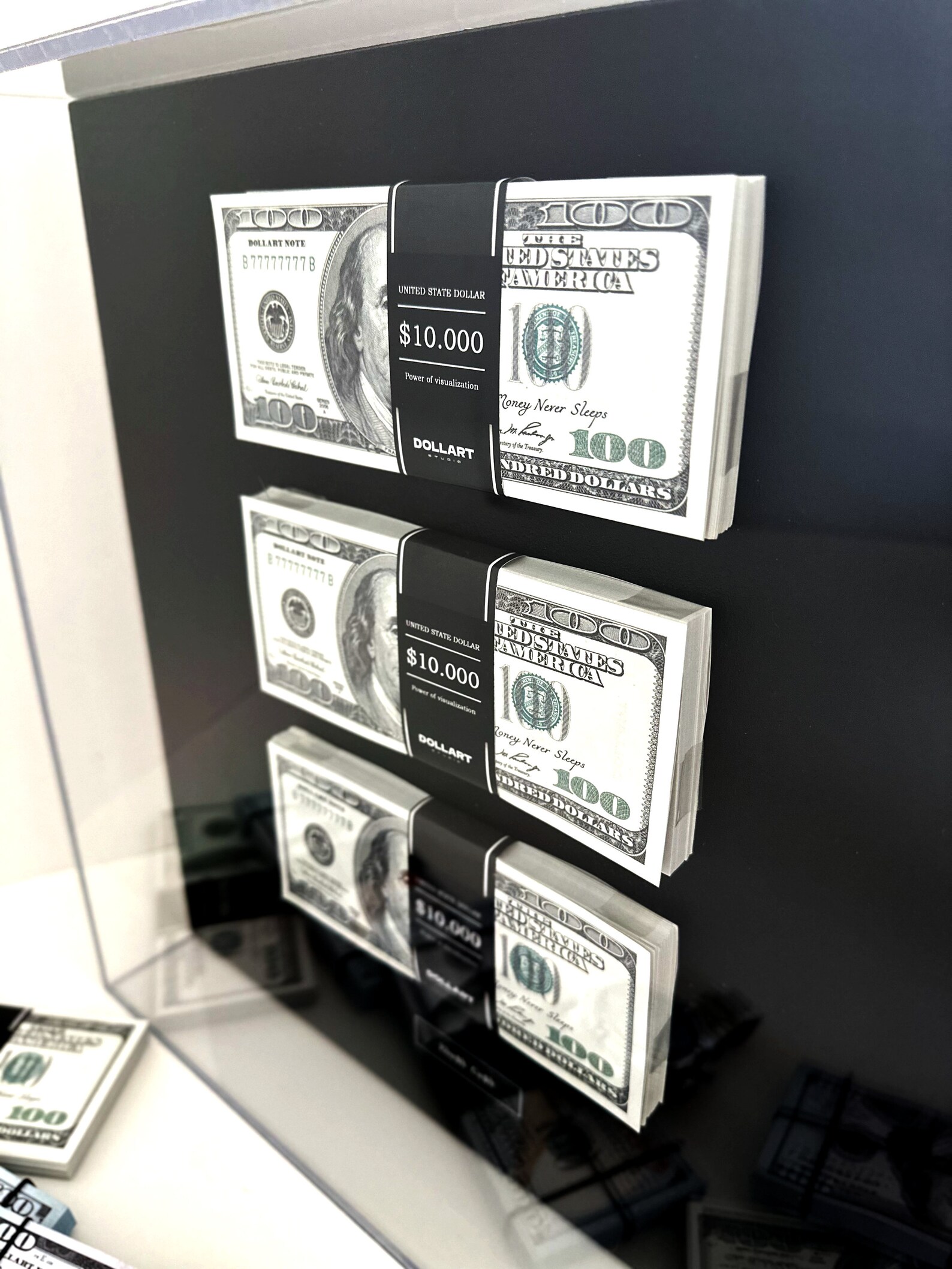 Transparent Square Frame With Stacks of Dollars. Money Art for Success ...