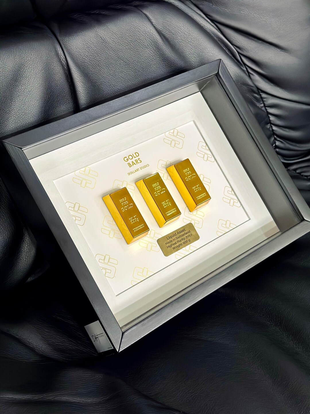 Wall Art: Deep Wood Frame With Gold Bars - Displayable on Wall or ...