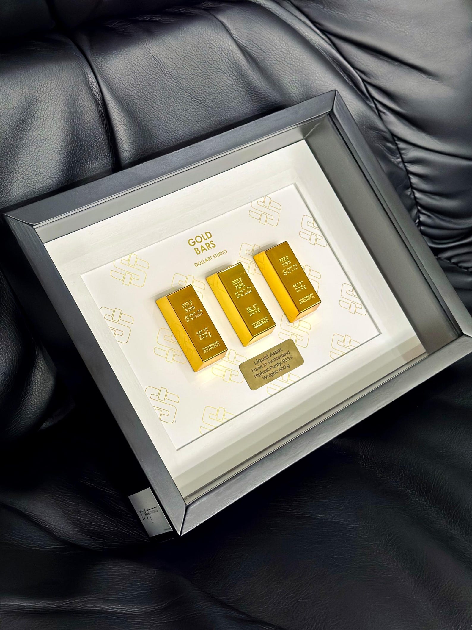 Wall Art: Deep Wood Frame With Gold Bars - Displayable on Wall or ...