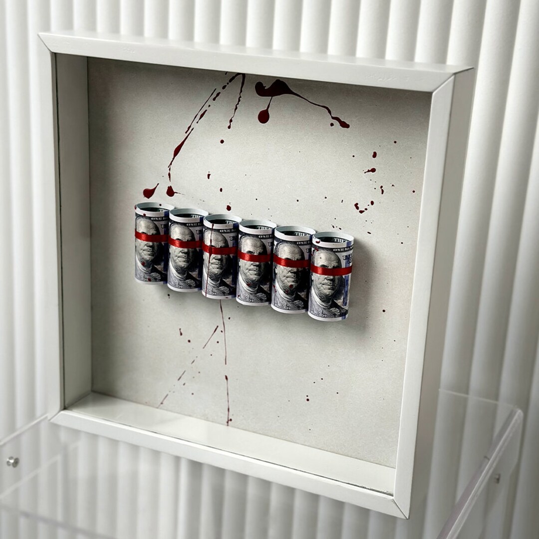 Money Art – 3D Cash Display in White Frame, Stylish Financial Success ...