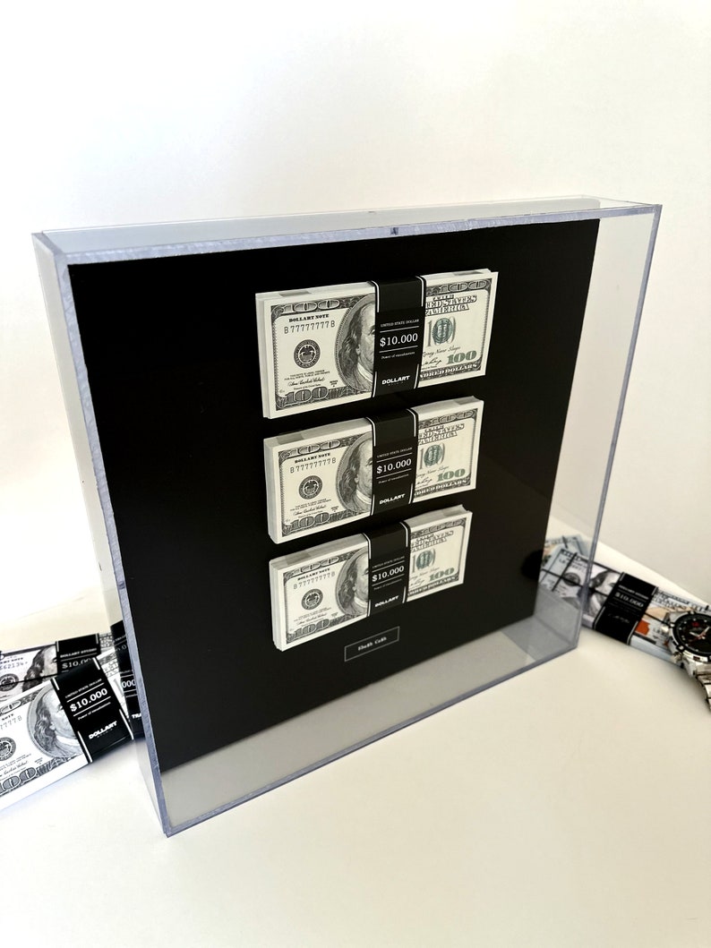 Transparent Square Frame With Stacks of Dollars. Money Art for Success ...