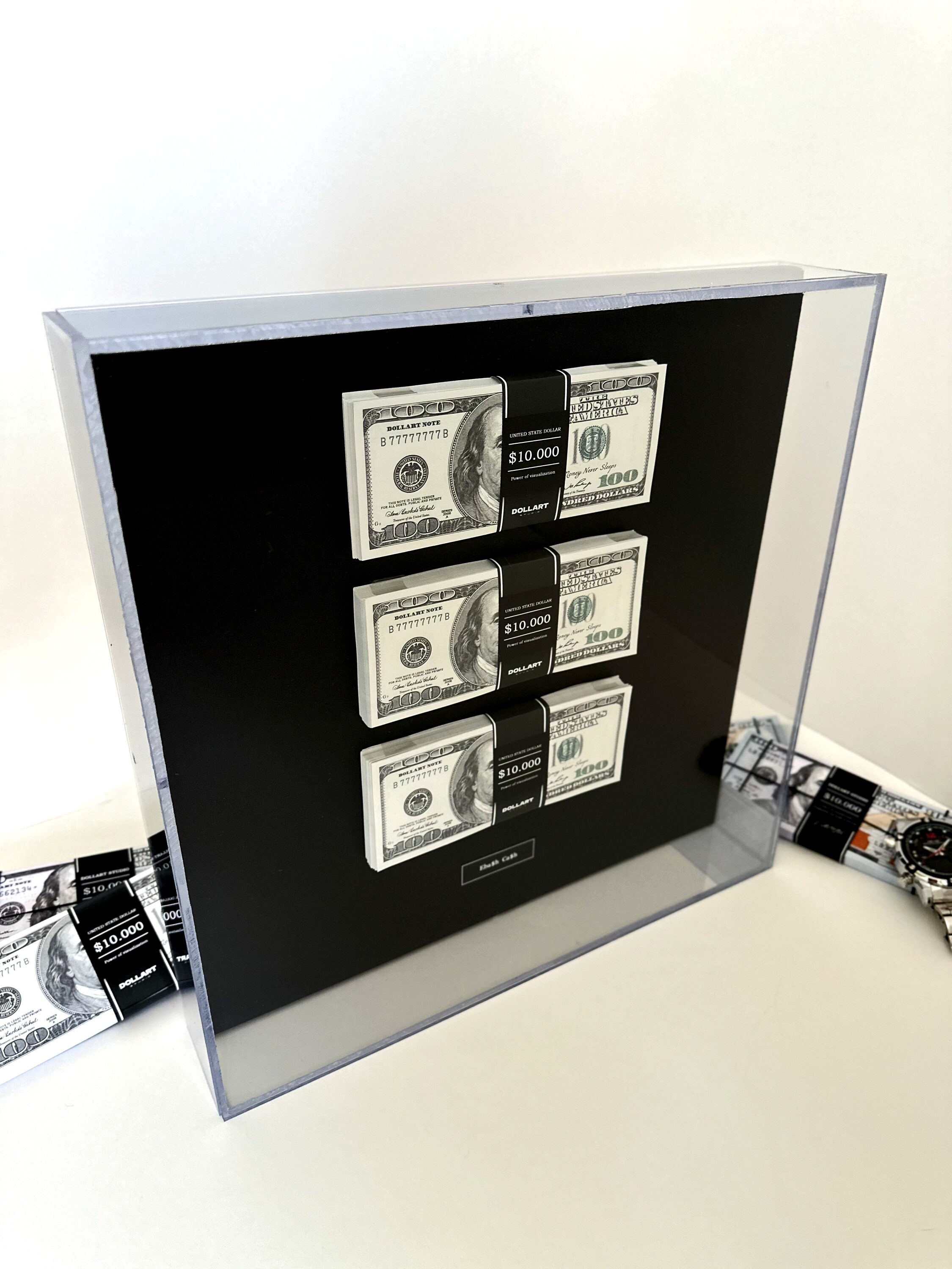 Transparent Square Frame With Stacks of Dollars. Money Art for Success ...