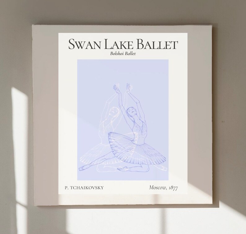 Swan Lake Ballet Poster I Swan Lake Art Print I Tchaikovsky Dance I ...