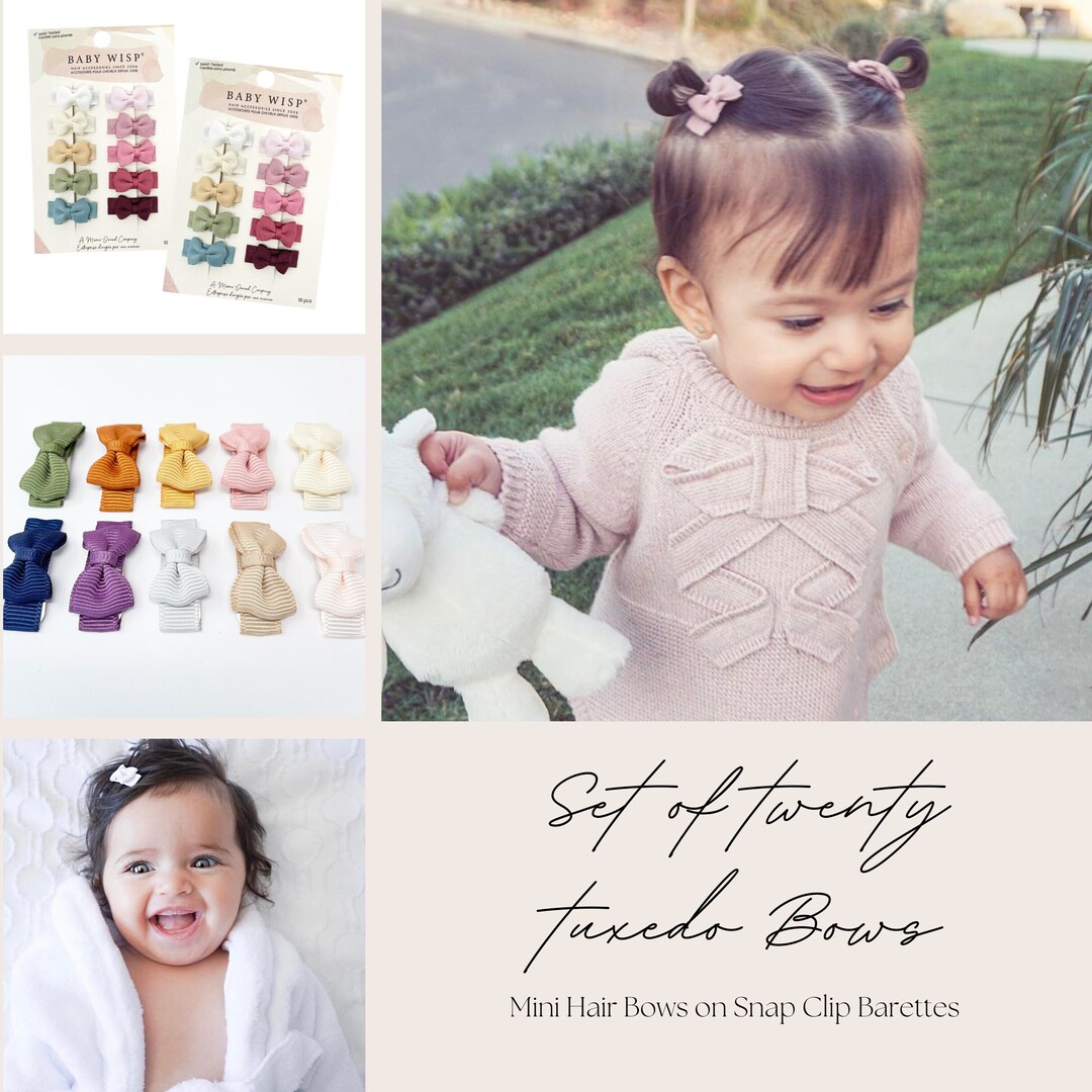 Baby Wisp® 20 Tiny Baby Toddler Bows, Girl Bow Clips, Baby Hair Clip ...