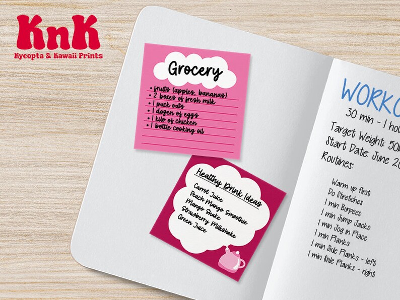 Cute Pink Digital Notepads for Planner & Bullet Journaling Printable ...