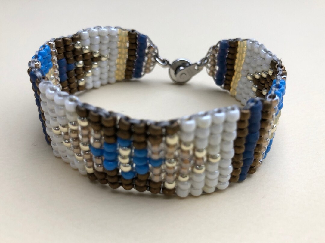 Hand-loomed Aztec Seed Bead Cuff Bracelet, Southwestern Style - Etsy