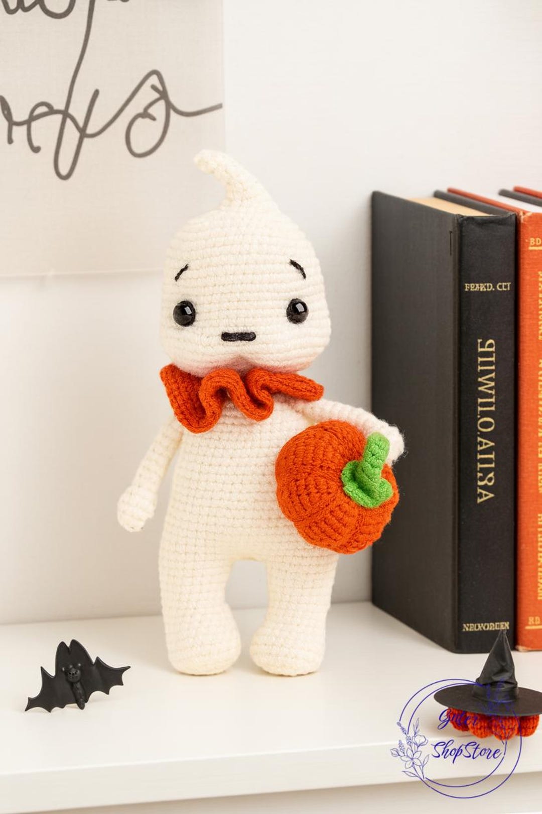 Crochet Halloween Ghost Plush – Handmade Amigurumi Toy With Pumpkin ...