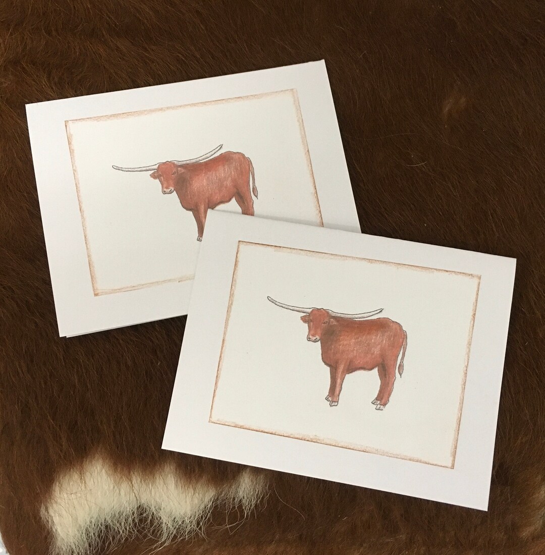 Longhorn Note Cards - Set of 3 - Etsy