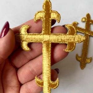 Gold Embroidery Cross Patch 2pcs, Iron on Applique, DIY Craft Supplies ...