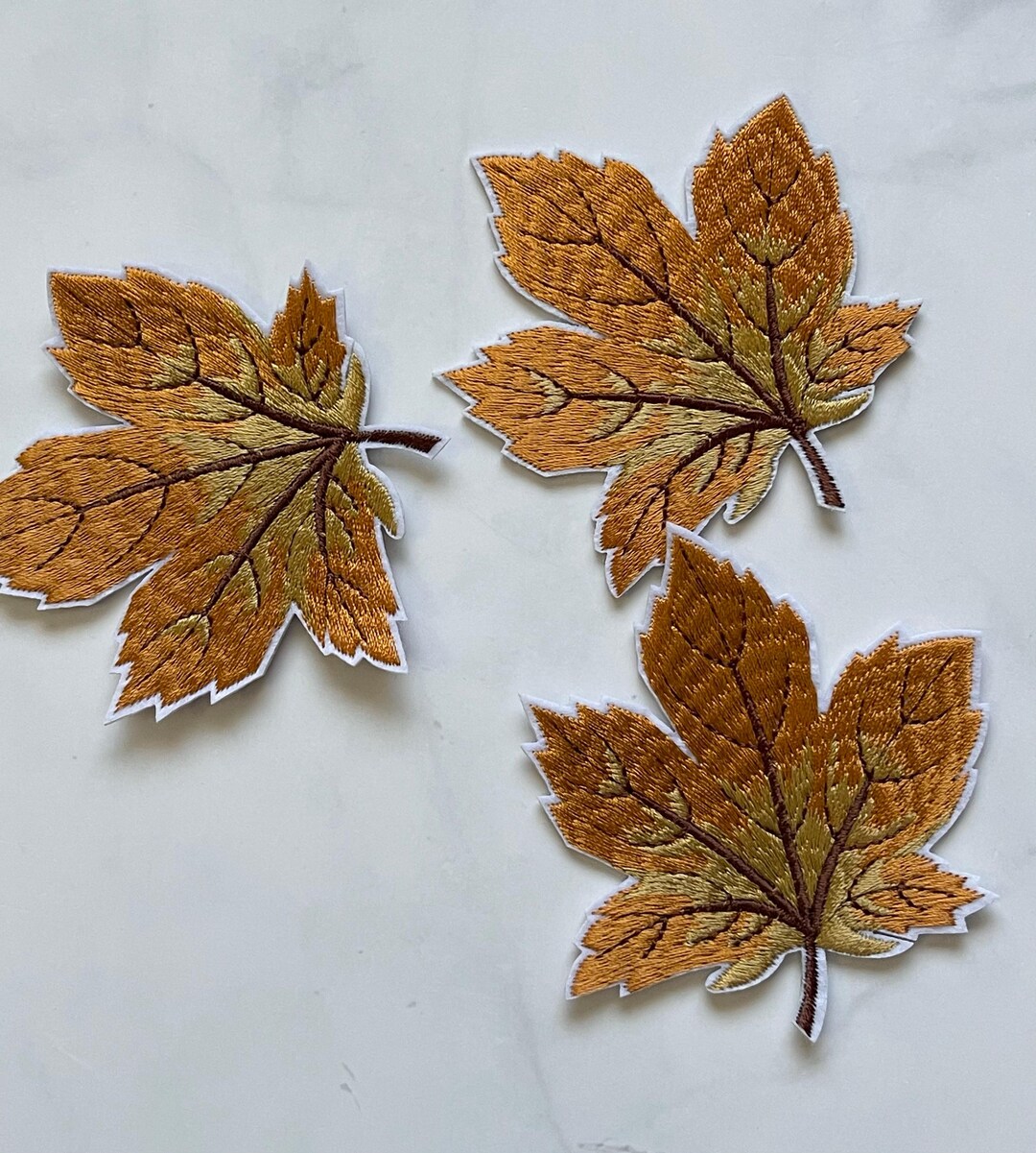 Embroidery Leaf Iron on Patch: Yellow Maple Applique (3pcs) - Etsy