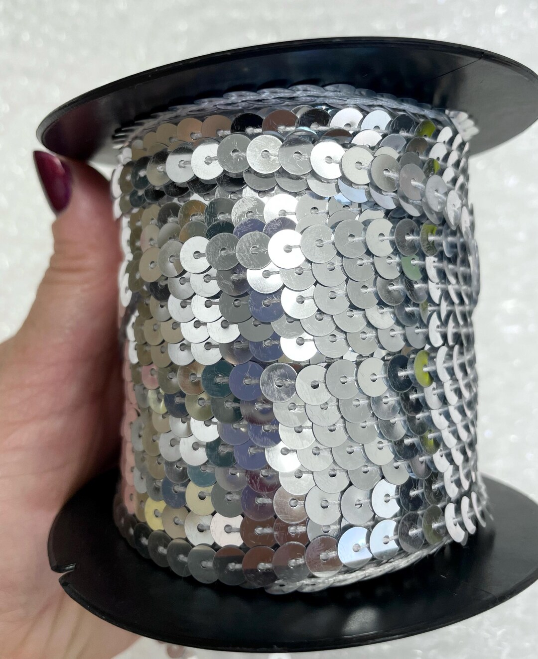 Sequins Trim 6 Mm 1/4 Inch, Sequin Single Strand Ribbon DIY Silver 3 ...