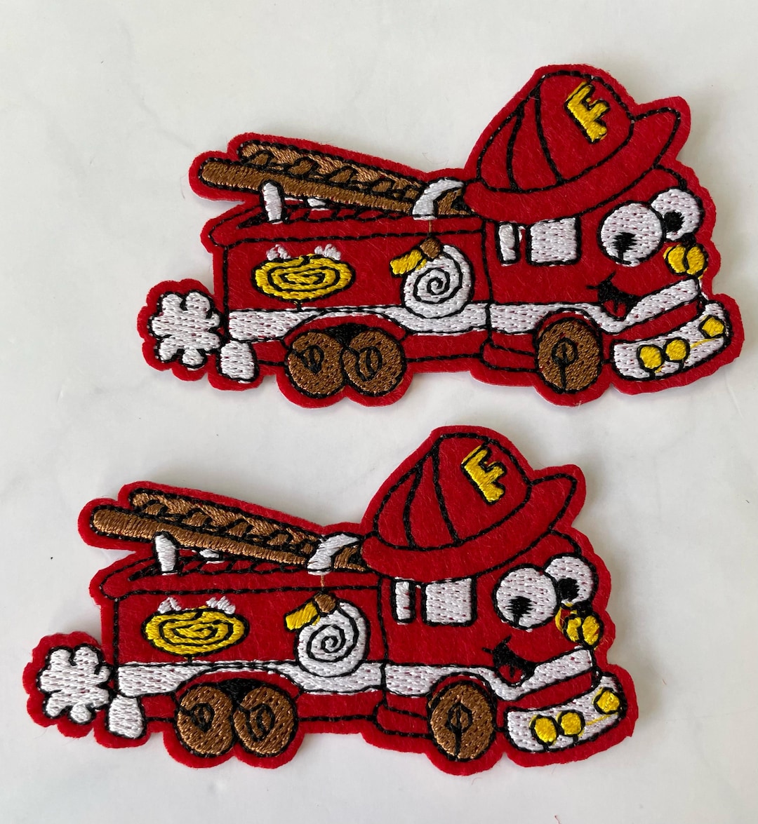 Cartoon Fire Engine Patch 3 Pcs, Transportation Stickers for Applique ...