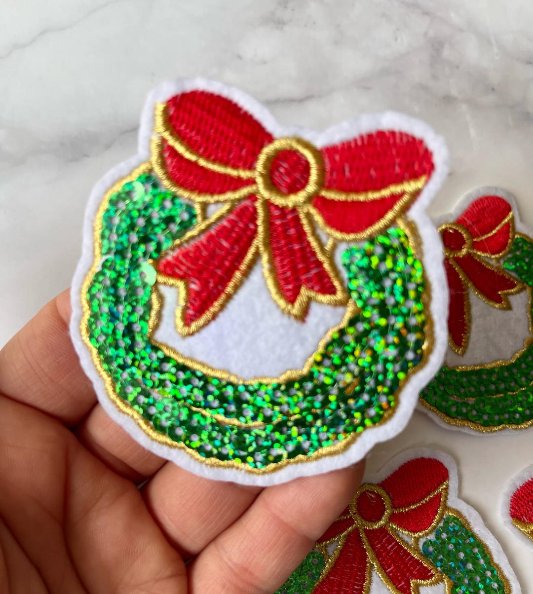 Sequin Christmas Wreath Iron-on Patch: DIY Applique (2pcs) - Etsy