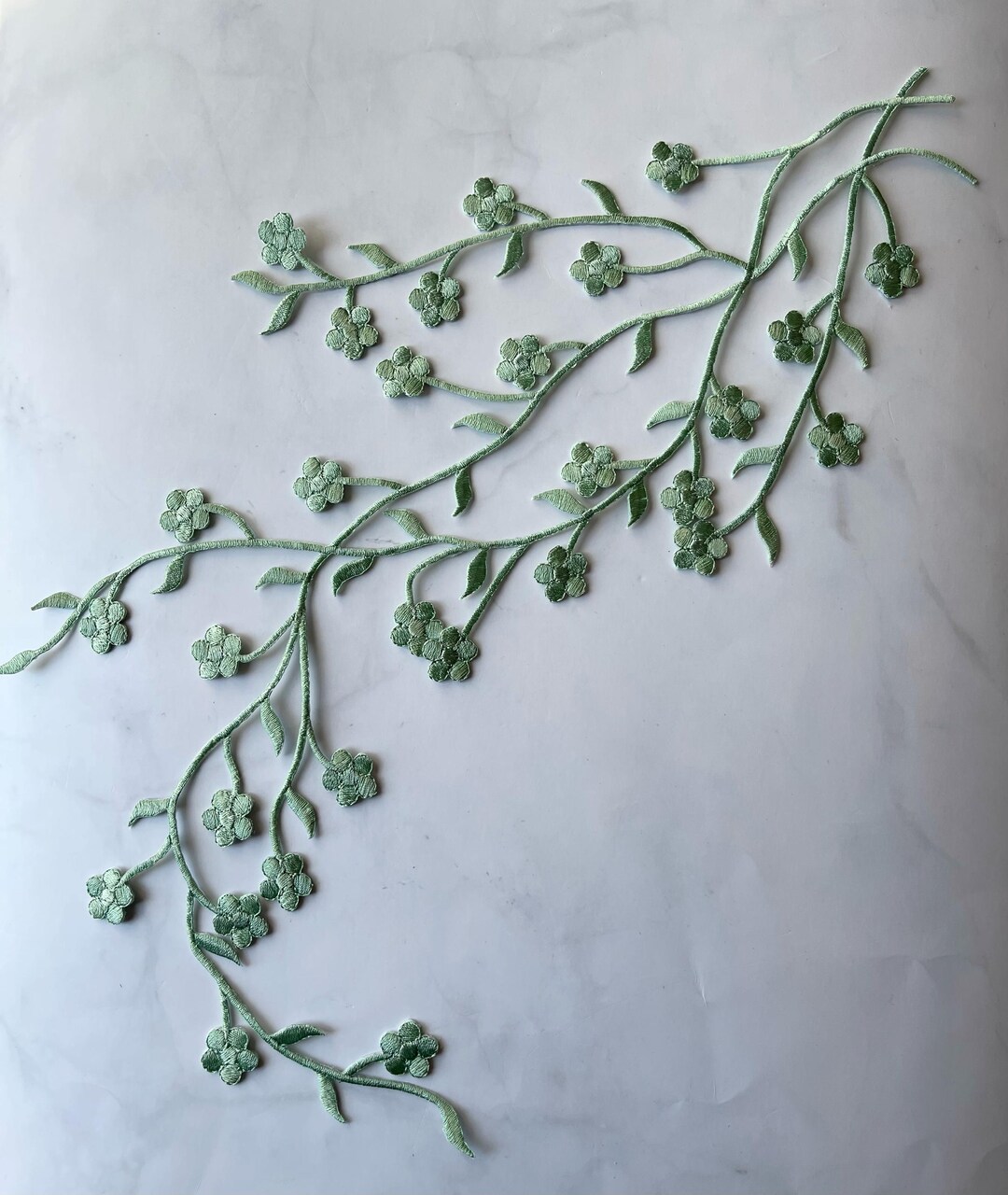 Large Flower Plum Patch 1pcs, Embroidered Light Green Iron on Applique ...