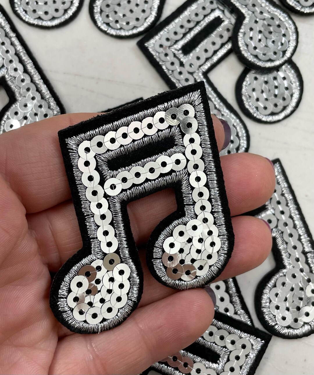 Musical Note Sequin Patch 5pcs, Music Badge Patch for Applique, DIY ...