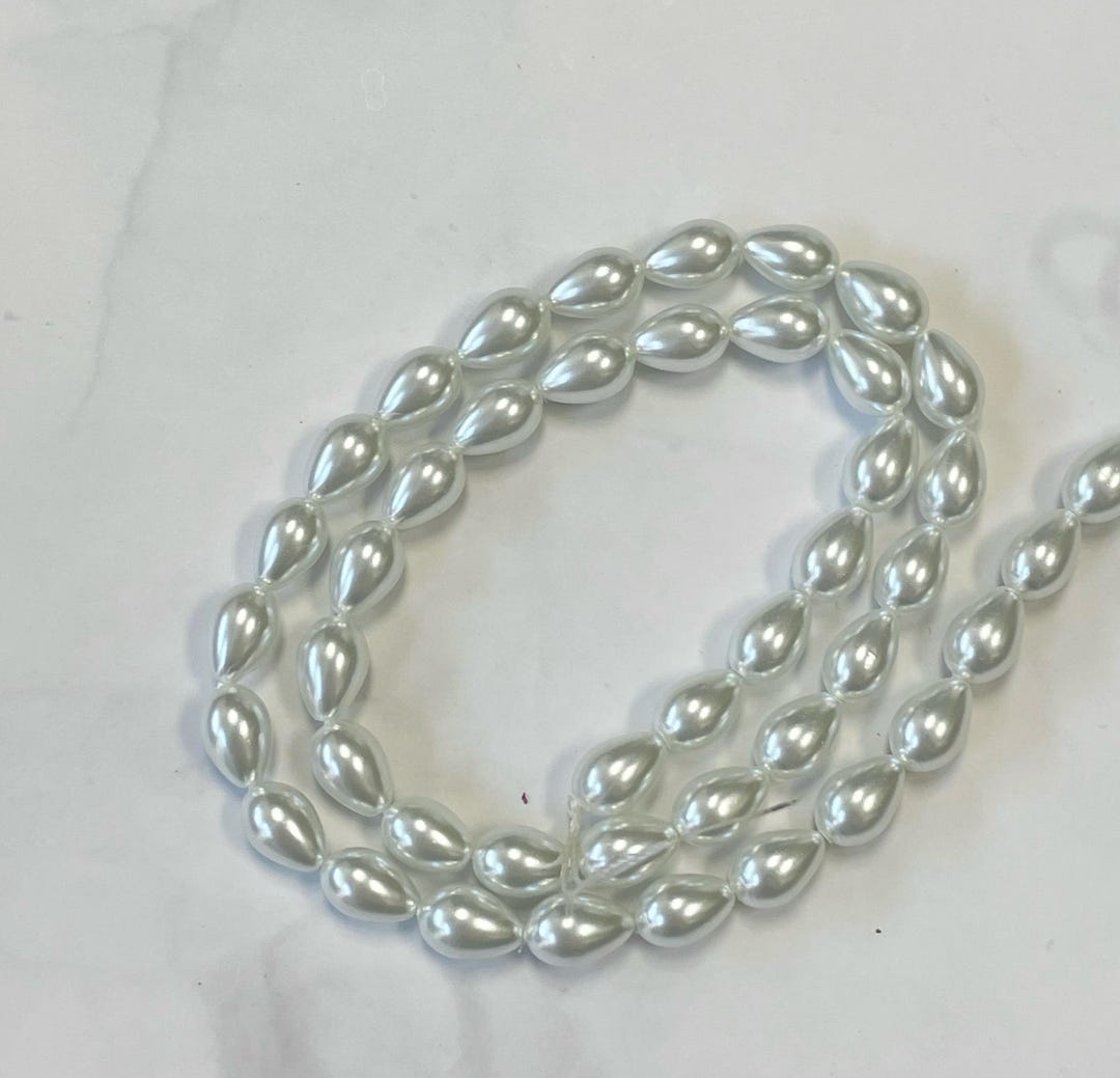 Teardrop Pearl Beads 8 Mm, White Beads, Imitation Pearl Glass Beads ...