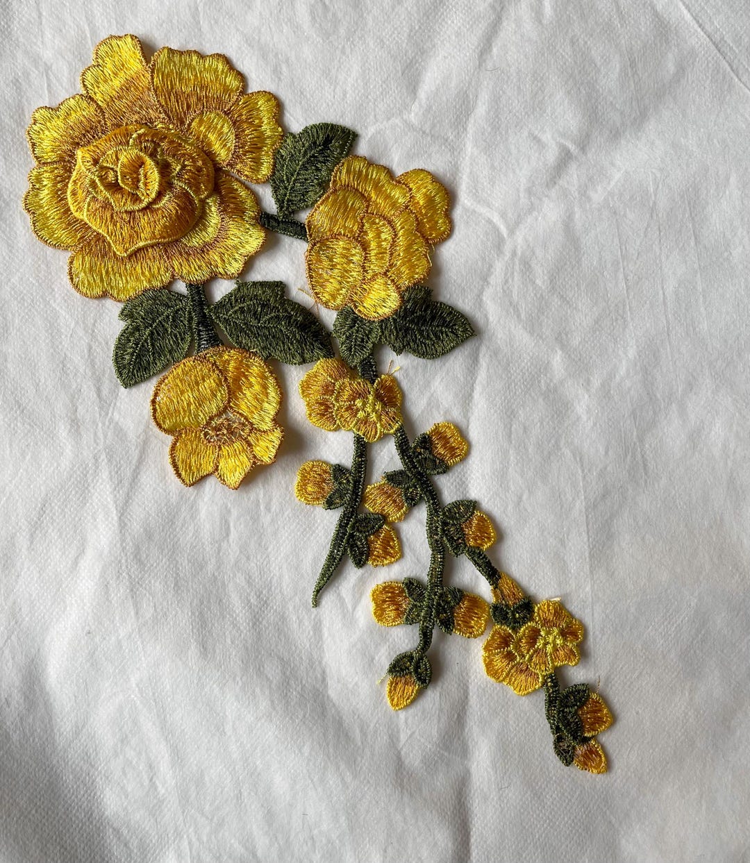 3D Yellow Embroidered Flower Patch: Sew-on Applique, DIY Craft - Etsy