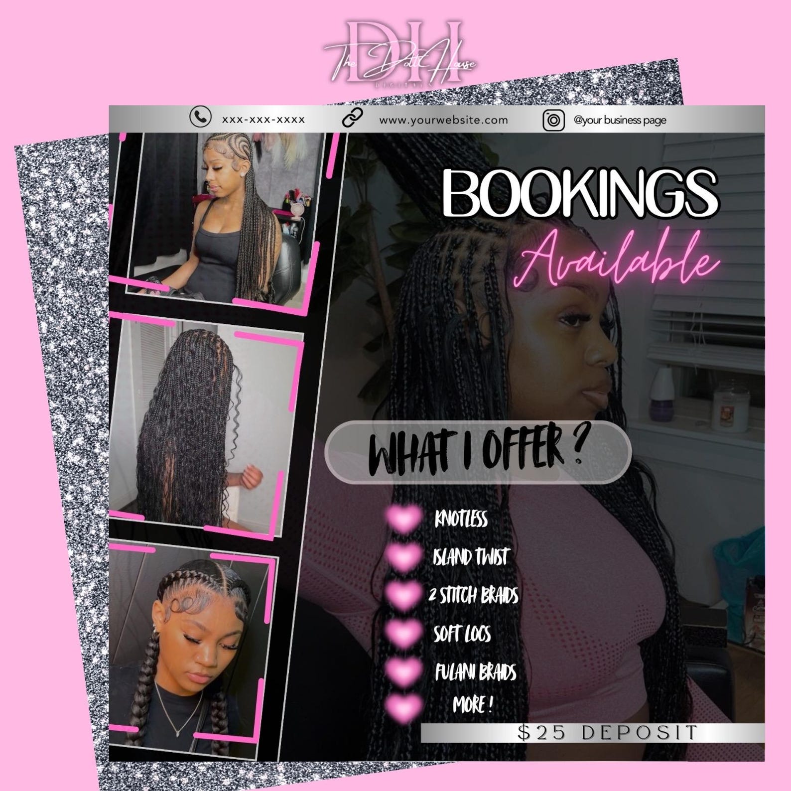 Premade Booking Flyer, Hair Flyer, Hair Booking Flyer, Book Now Flyer ...