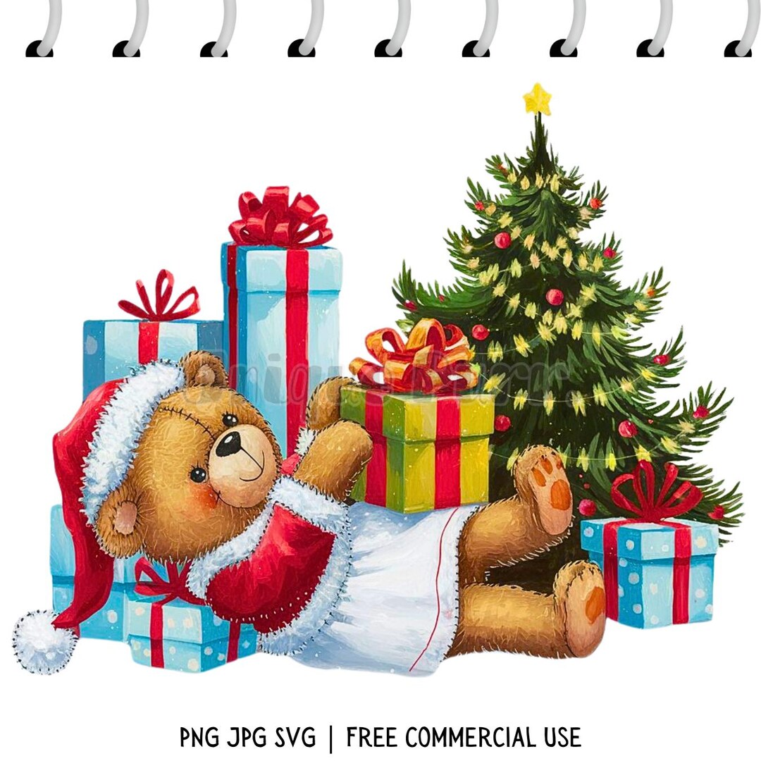 Christmas Teddy Bear PNG Clipart, Xmas Bear Gifts and Tree Download ...