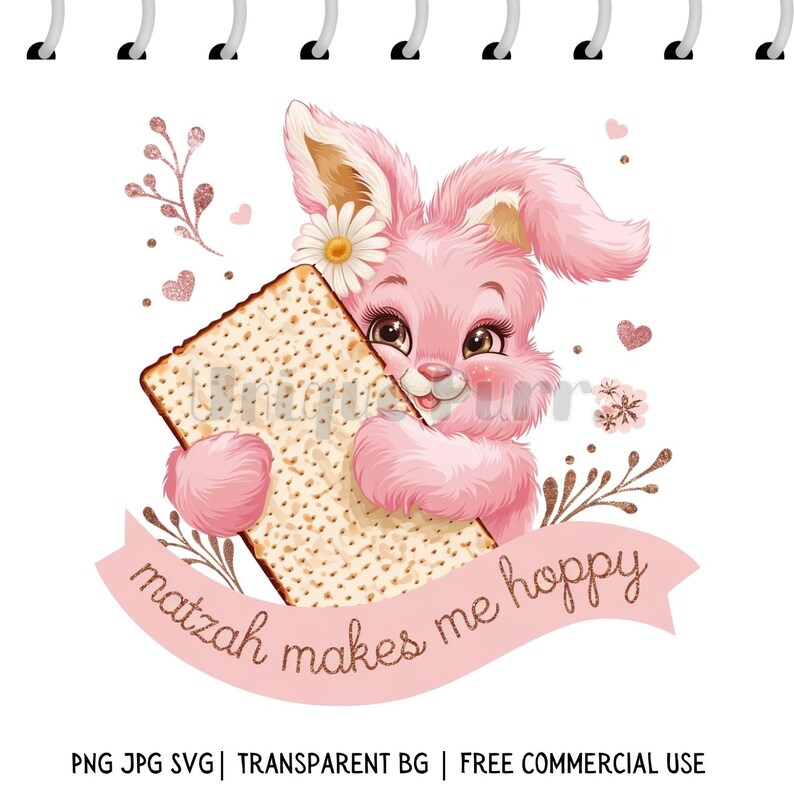 Passover Clipart Funny Matzah PNG SVG JPG Retro Pink Bunny Girly Vector ...