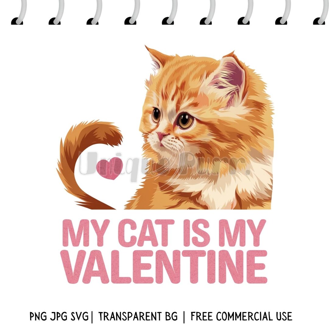 Cat Valentine PNG SVG JPG, Cute Pet Valentine Printable Watercolor Art ...