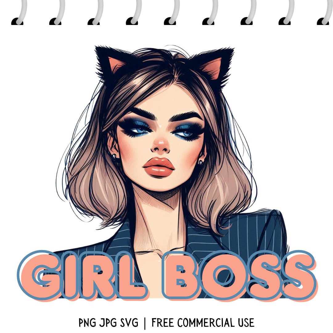 Printable Girl Boss Cat Lady Image File PNG JPG SVG Clipart Free ...