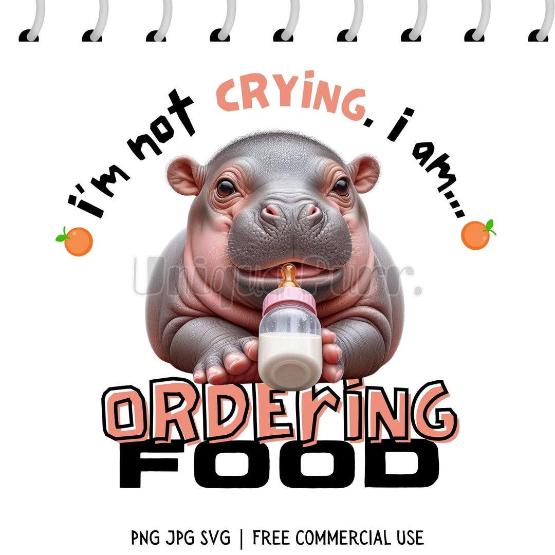 Moodeng Baby Hippo Clipart SVG PNG JPG, Funny Animal Art, Wildlife ...