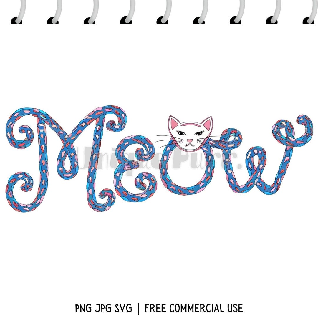 MEOW Boho Cat Typography Design Png Jpg Svg, Minimal Graphic ...