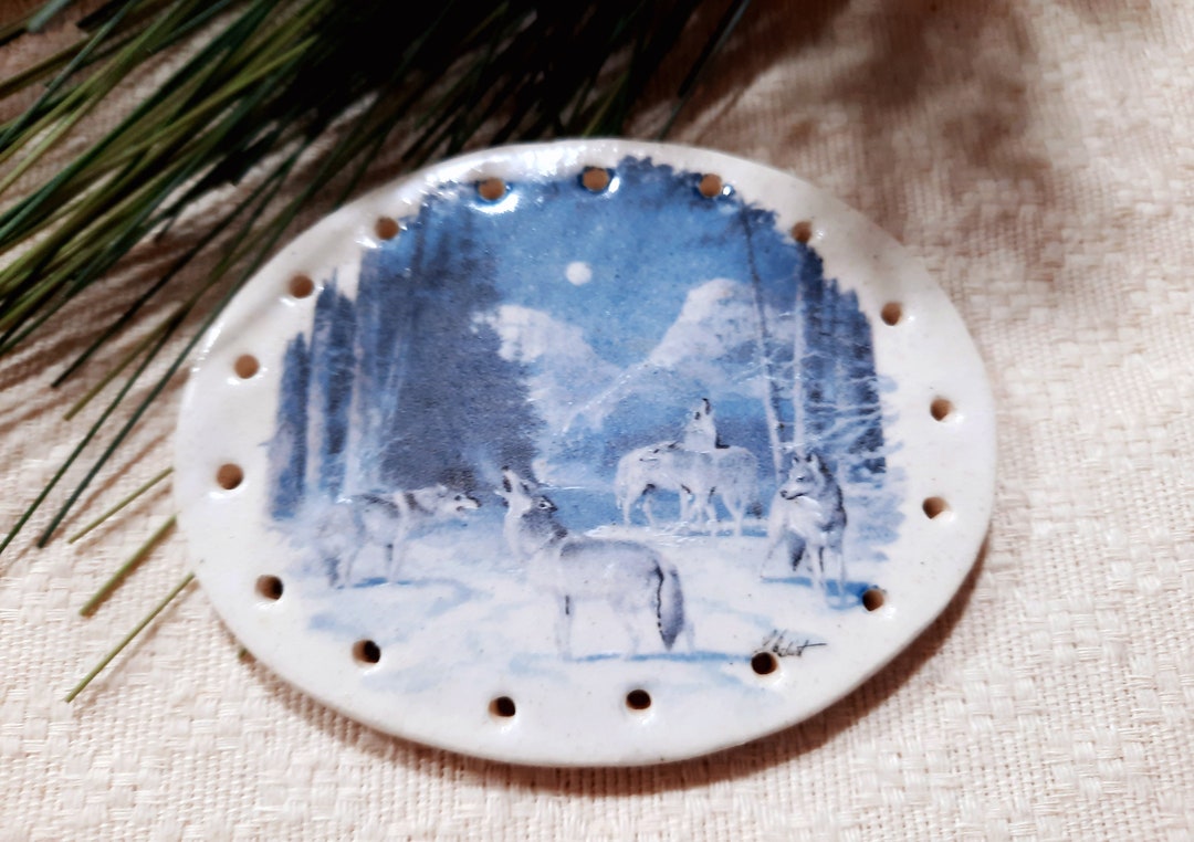 Handmade Wolves Howling Clay Basket Base - 3 3/4" Oval - Etsy