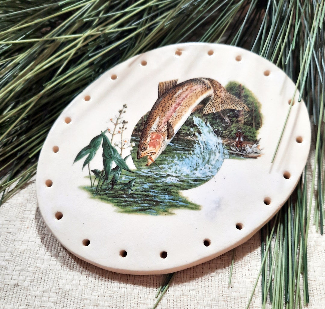 JUMPING FISH TROUT Clay Pine Needle Oval Basket Base 5 X 4 - Etsy