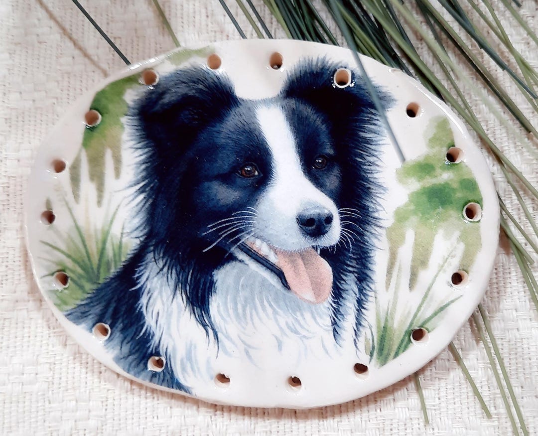 BORDER COLLIE 3 3/4" X 3" Oval Clay Pine Needle Basket Base - Etsy