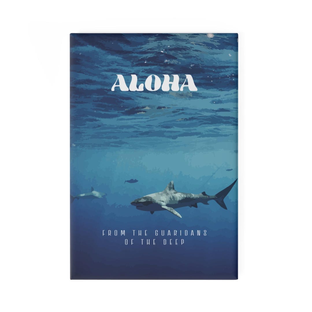 Surface Lurking Shark Magnet | Shark Art Fridge Decor | Hawaii Souvenir ...