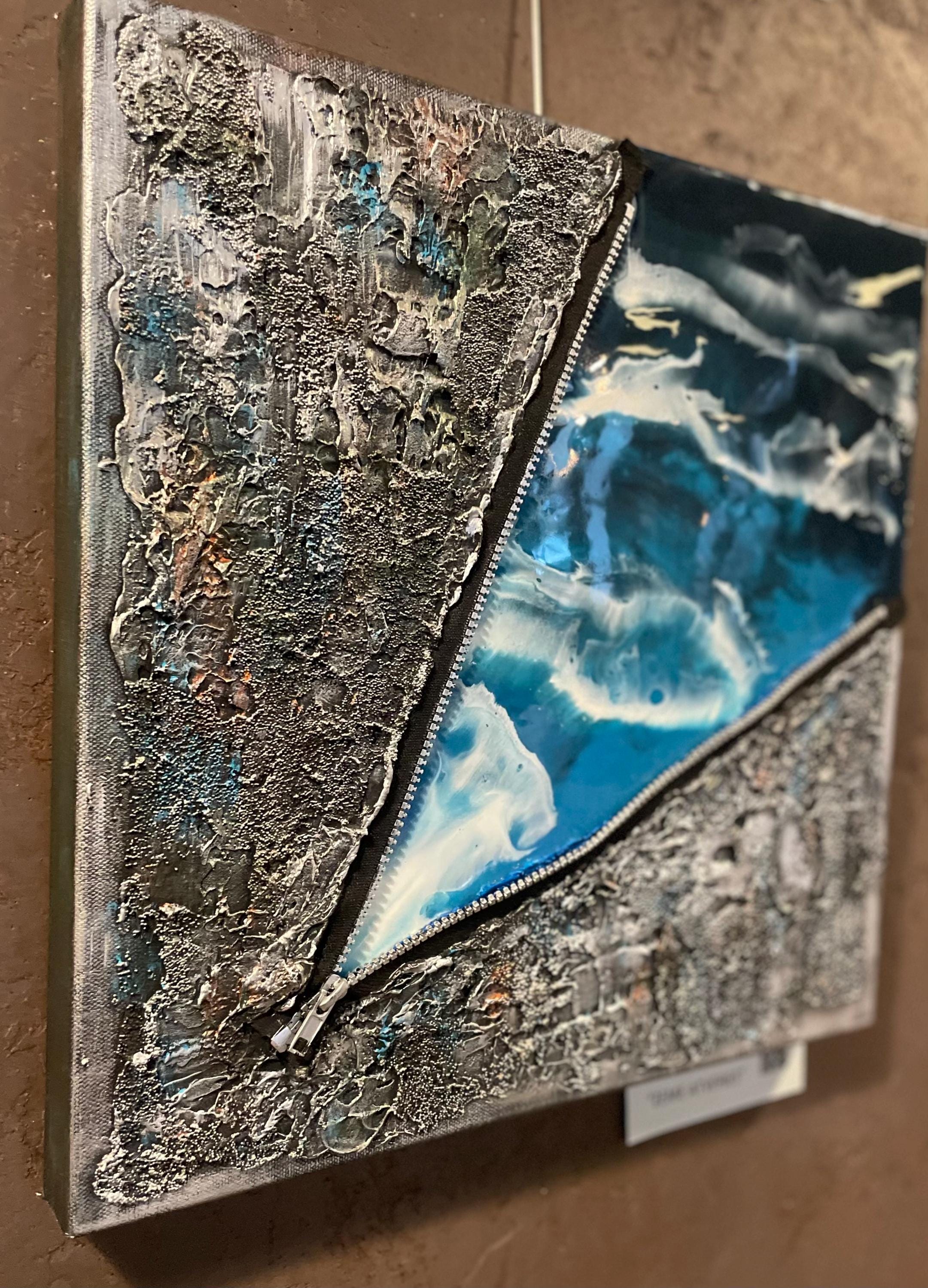 Luxury Epoxy Resin Wall Art, Unique Zipper Canvas Wall Decor, Ocean ...