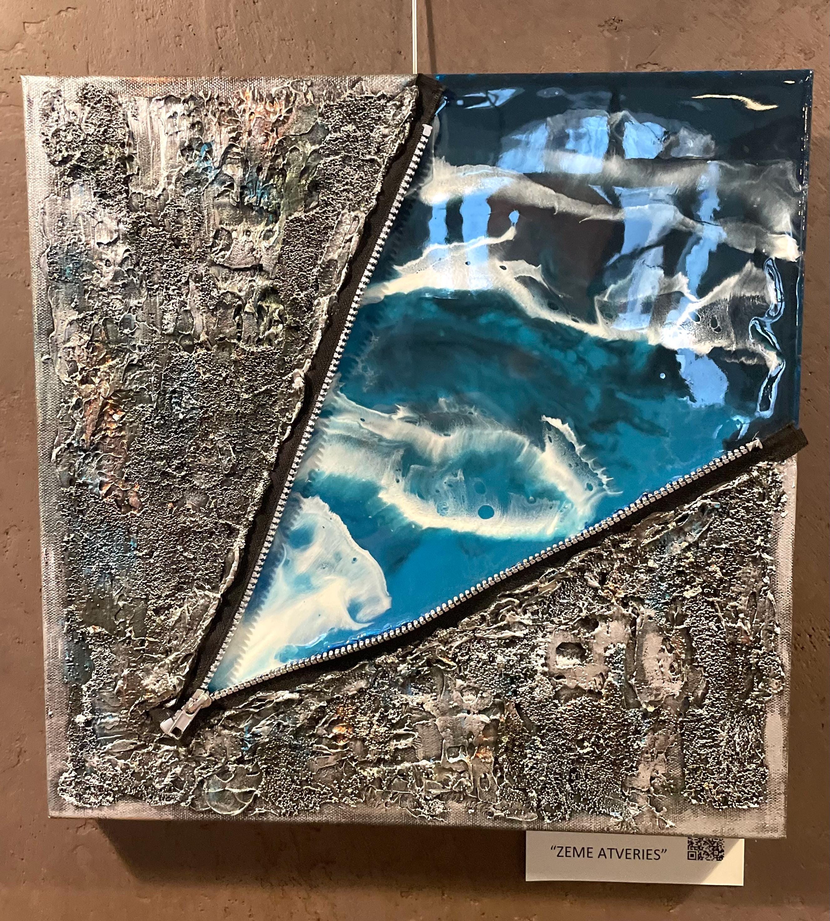 Luxury Epoxy Resin Wall Art, Unique Zipper Canvas Wall Decor, Ocean ...