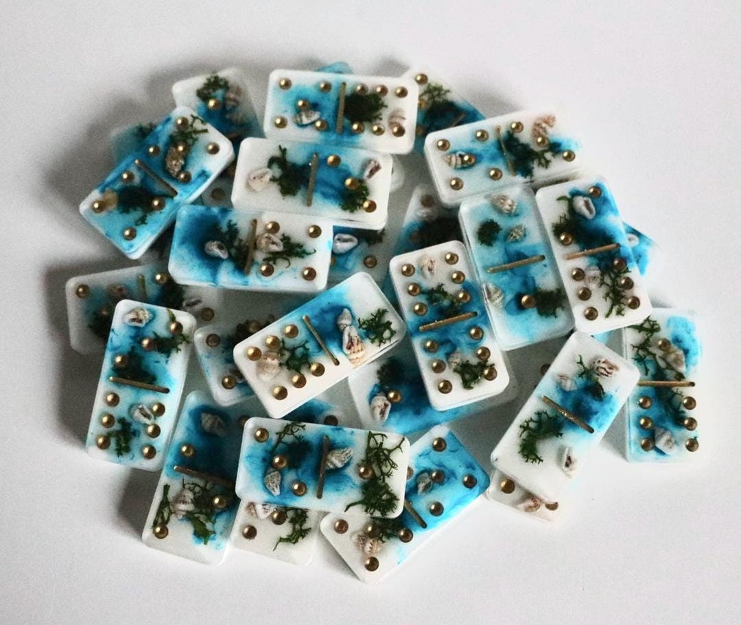 Domino Sets, Table Game With Sea Theme, Game Dice With Shells, Good ...