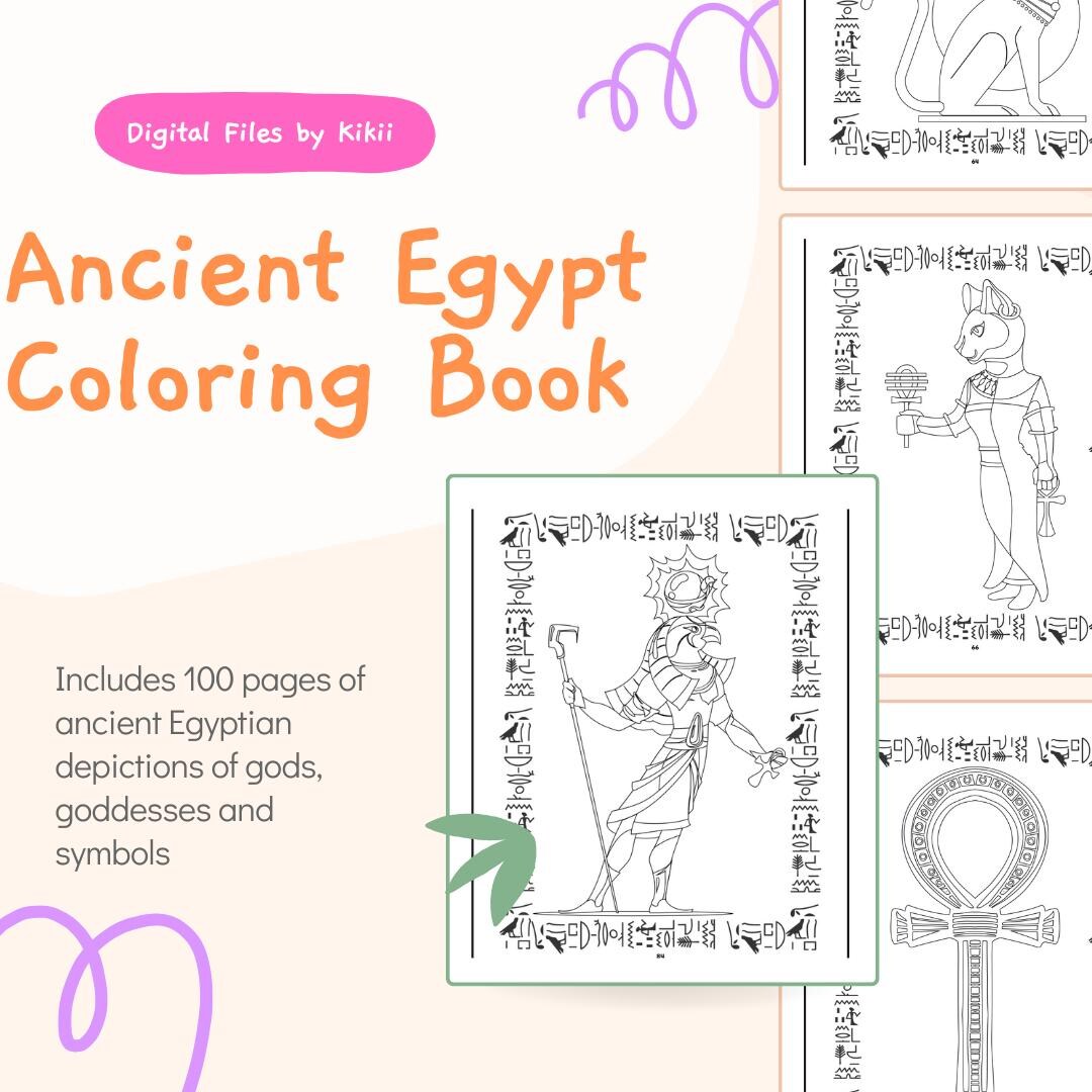 100-page Digital Ancient Egyptian Coloring Book - Etsy