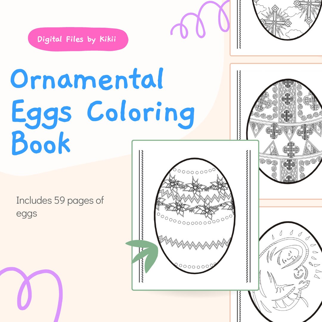 59-page Digital Ornamental Eggs Coloring Book - Etsy